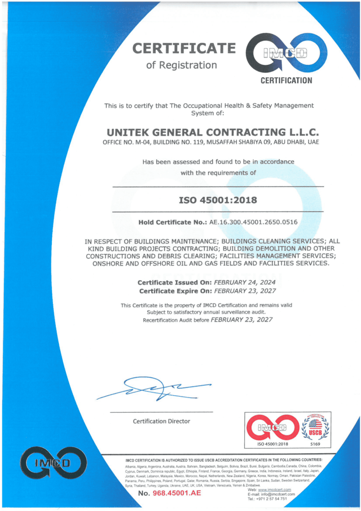 Certification - Adnoc Approved General Contracting Company in Abu Dhabi